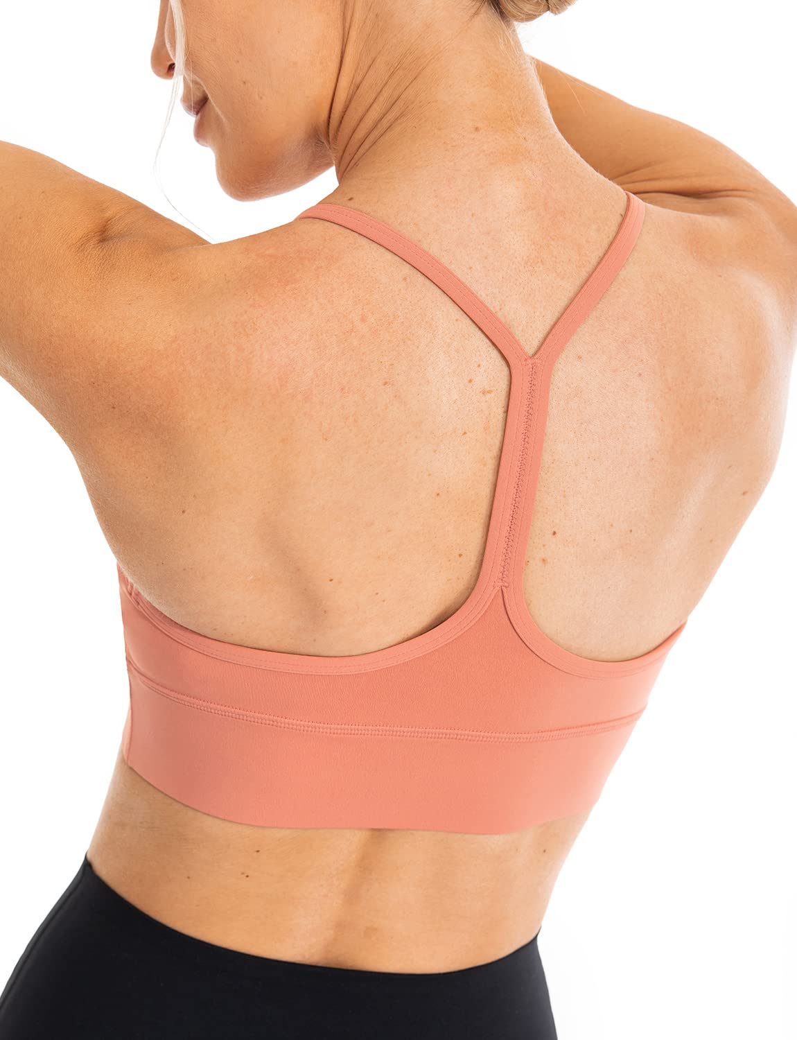 Ukaste Women's Studio Essential Y-Back Sports Bras Spaghetti Strappy Workout Yoga Bra (Black, 4)