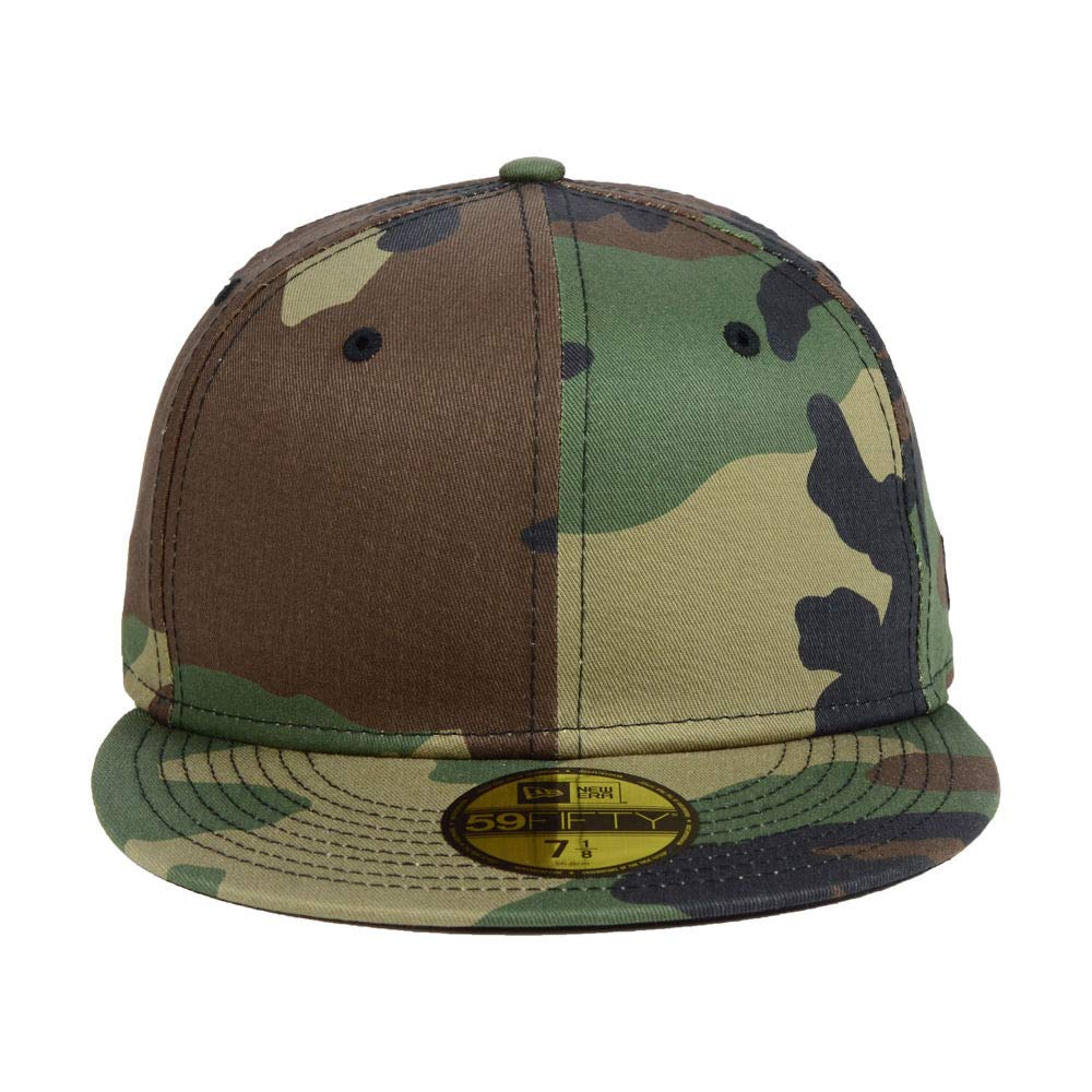 New Era Blank 59fifty Fitted Flat Bill Cap, Woodland Camo 7 1/2