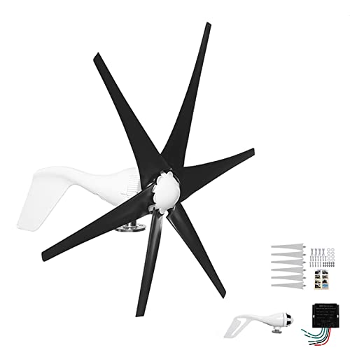 QAZNHODDS Wind Turbine Generator kit, 6000W 6 Blade Wind Industrial Machinery Equipment with Wind Boosting Controller for Terrace, Marine, Motorhome, Chalet, Boat,1,24V