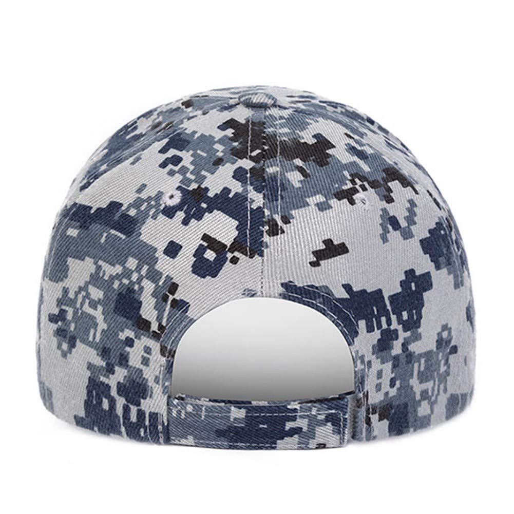 Men Army Camouflage Camo Cap Casquette Hat Climbing Baseball Hat Hunting Fishing Desert Hat Strapback Hat (Blue)