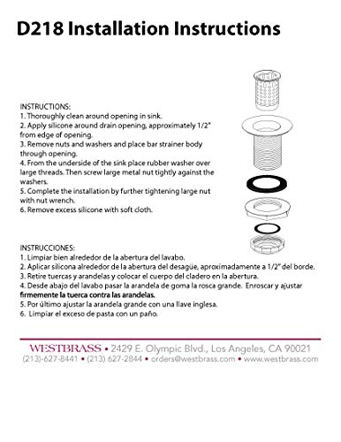 Westbrass Junior Basket Style Bar Sink Strainer, Matte Black, D218-62