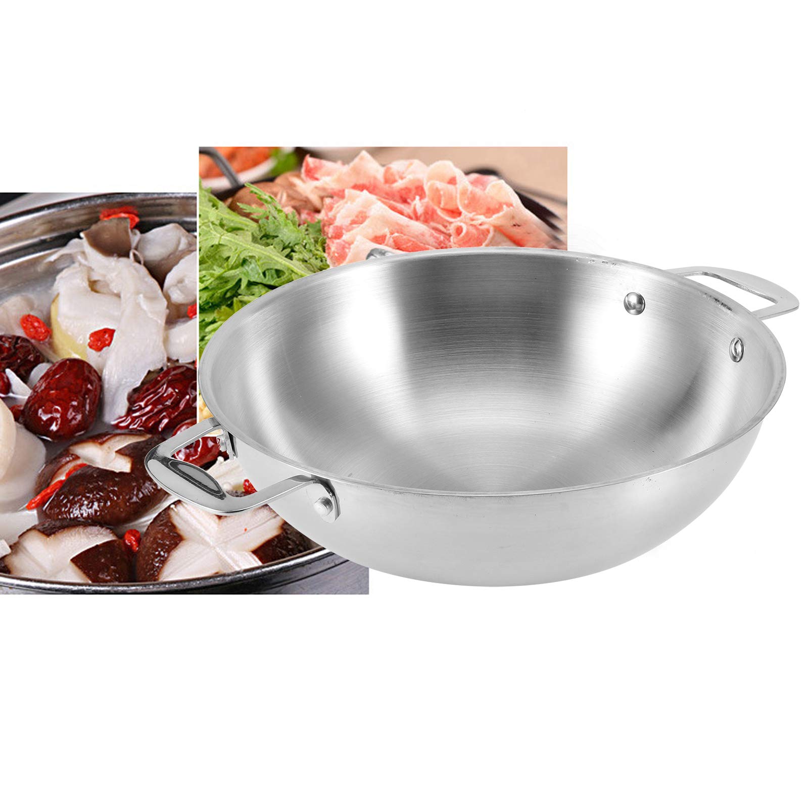 Steamer Pot for Cooking, Stainless Steel Pot Non‑Stick Pot Kitchen Cookware for Cooking Hotpot Soup(11.8 x 3.7inch)