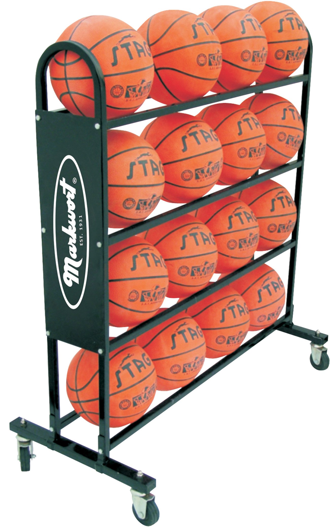 Markwort 16 Ball Capacity Basketball Trolley, Black