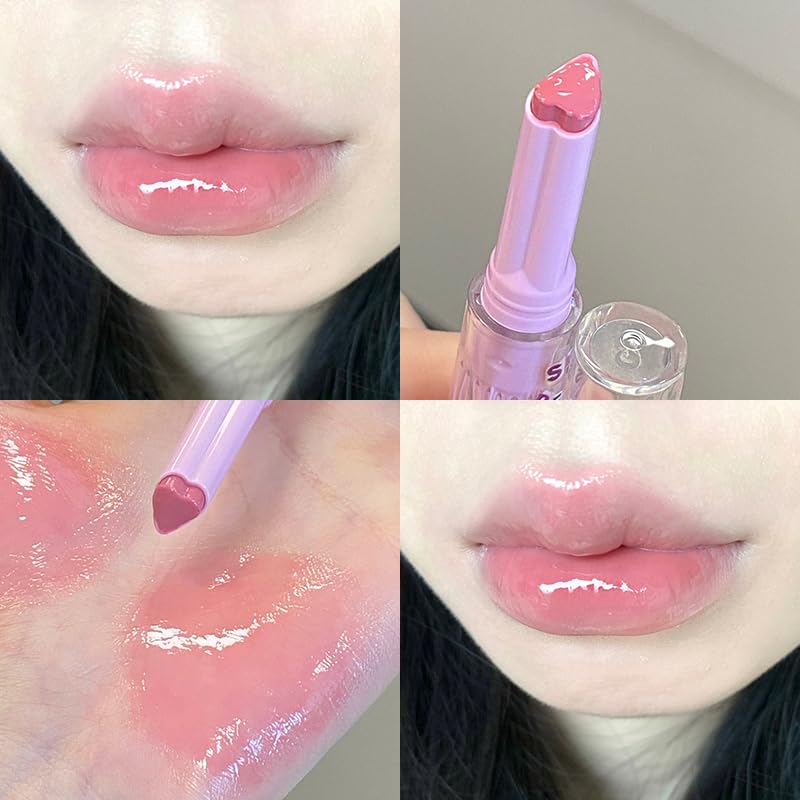 Petansy 6 Colors Jelly Lipstick Heart Shape Lipstick Set Plumping Serum Lip Balm Ultra Hydrating Smooth Lip Gloss for Women Makeup (6 Colors/Set)