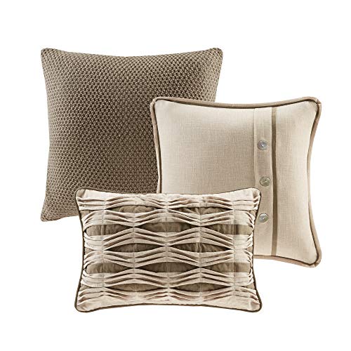 Madison Park Signature Chateau King Size Bed Comforter Set Bed In A Bag - Taupe , Soutache Cord Embroidery β 9 Pieces Bedding Sets β Faux Linen Bedroom Comforters