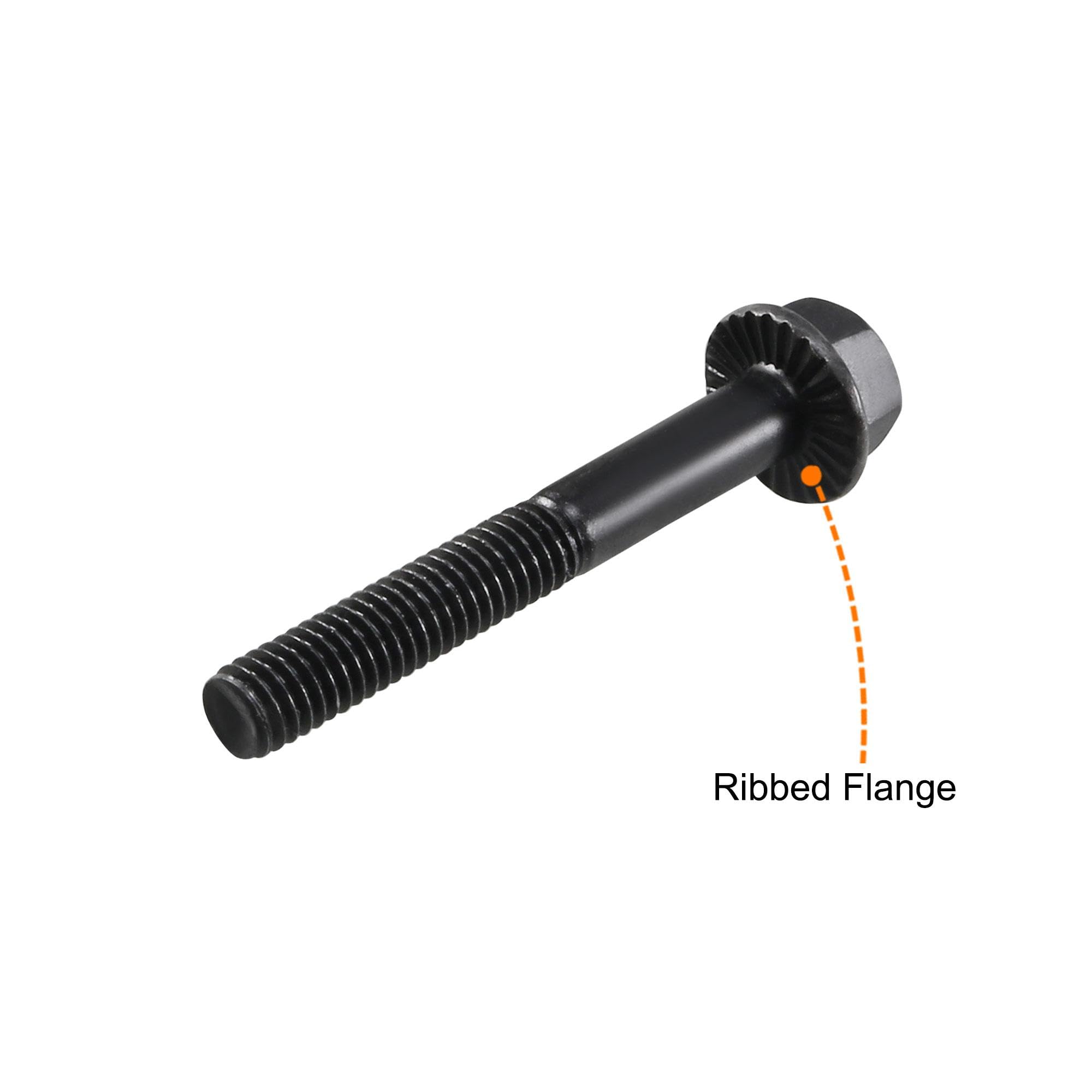 uxcell M6-1x45mm Hex Serrated Flange Bolts 10.9 Grade Carbon Steel Screws 10pcs