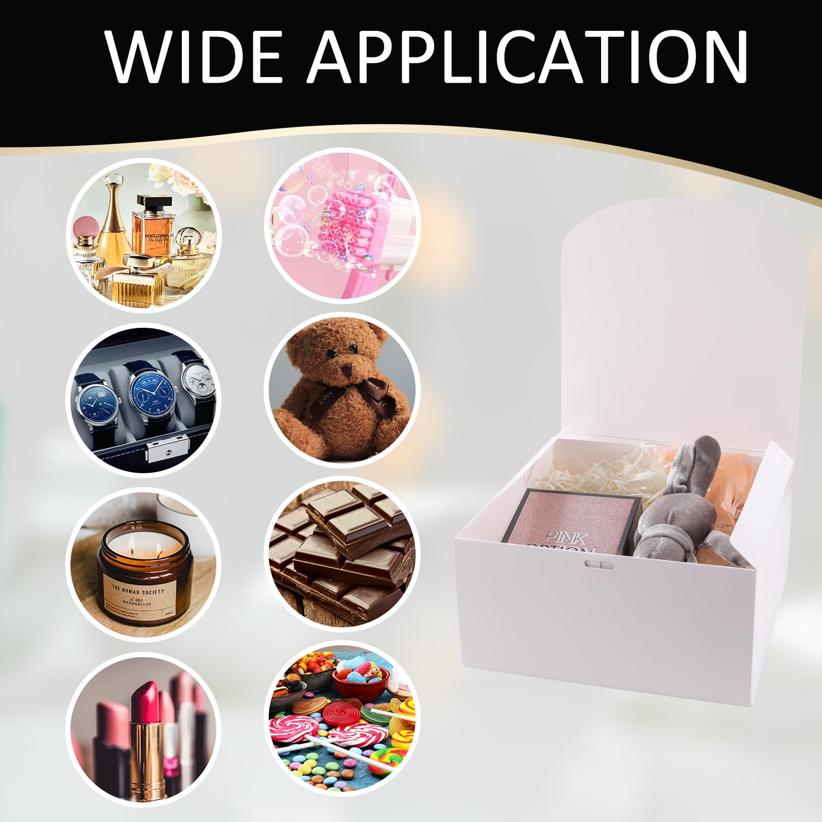 LWYMX 12 Pack White Gift Boxes with Lids, Gift Boxes with lids bulk, Bridesmaid Proposal Box with Ribbon, Gift Boxes for Wedding, Birthday,Baby Shower and the other Parties.(White 10''x 8'' x 4'')