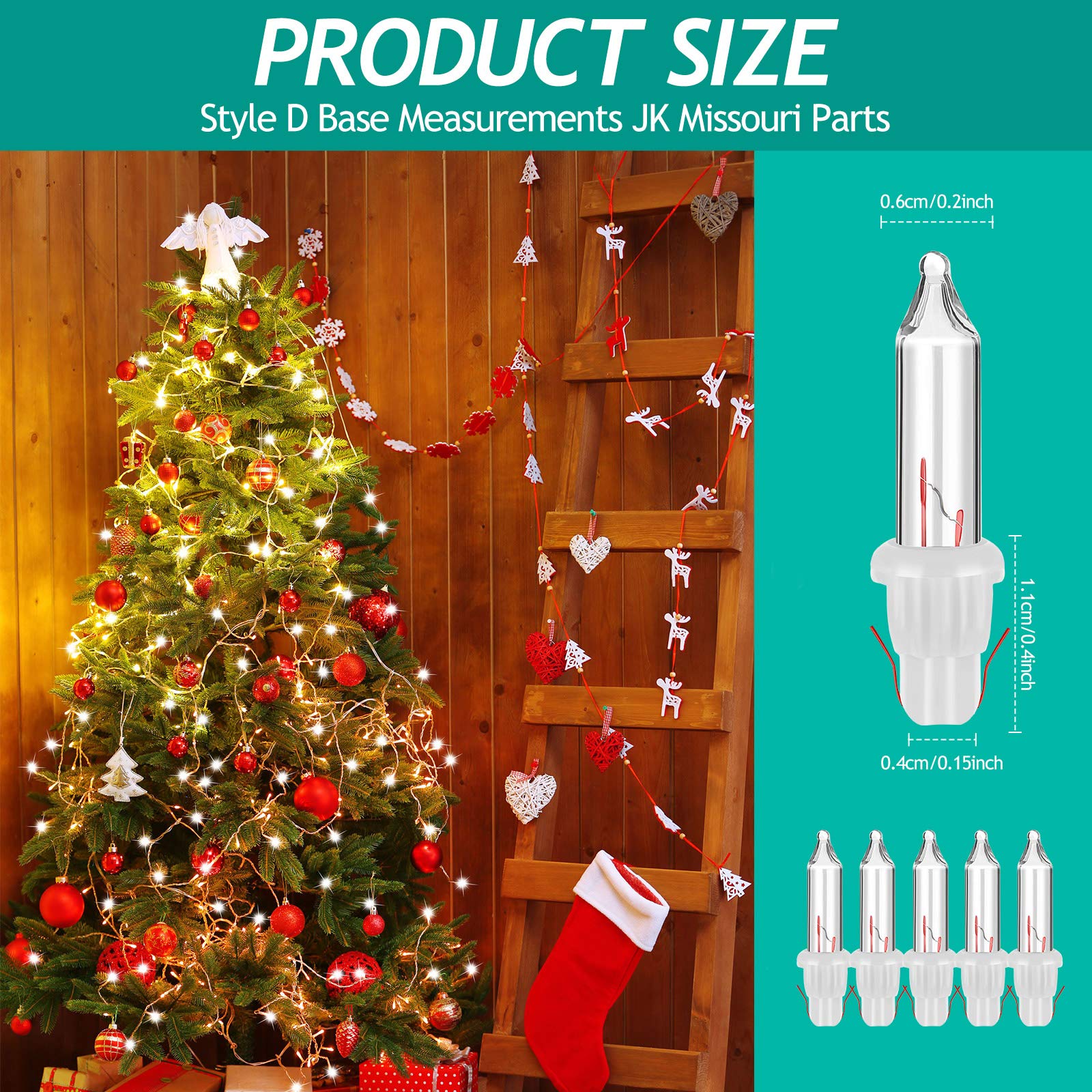 Mudder Christmas Clear Replacement Mini Light Bulbs Incandescent Light Bulbs 2.5 V Mini Glass Lights with White Base, 0.17 Ampere, 0.425 Watt (400)
