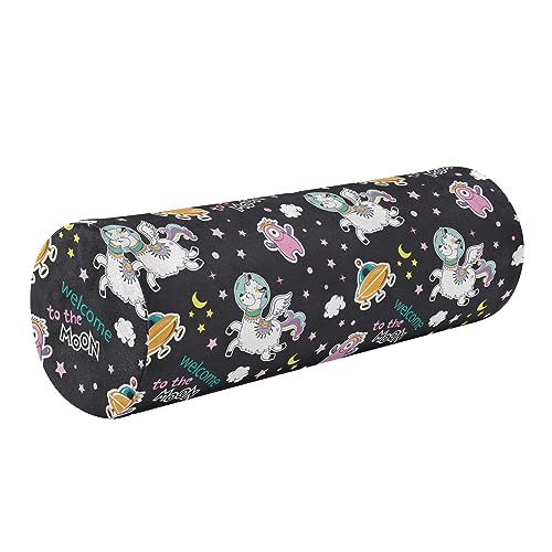 Llama Unicorn Space Neck Support Pillow Round Neck Roll Bolster Cylinder Pillow Cervical Pillows Body Pillow for Leg Knee Back Head Support for Work Men Women Bed