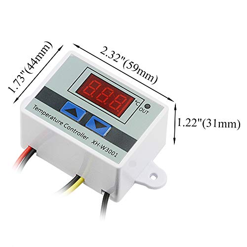 XINGYHENG XH-W3001 DC 12V 10A Microcomputer Digital Temperature Controller Digital Display Thermostat Control Switch and NTC 10K Thermistor Sensors Digital Temperature Probe (12V 120W)