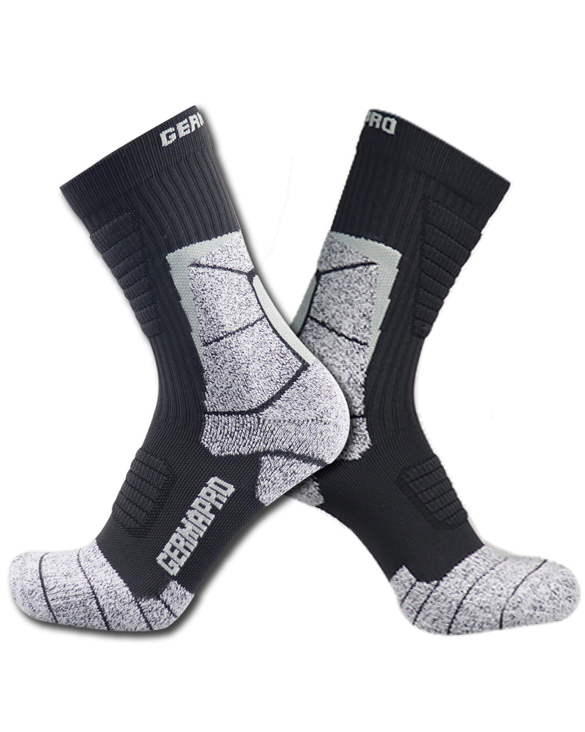 Men's Breathable Hiking Work Boot Socks w/Anti-Stress Moisture Wicking Germanium & Coolmax Fiber Lite-Compression 1/2 pr (XX-Large, 2 Dark Grey Pack)