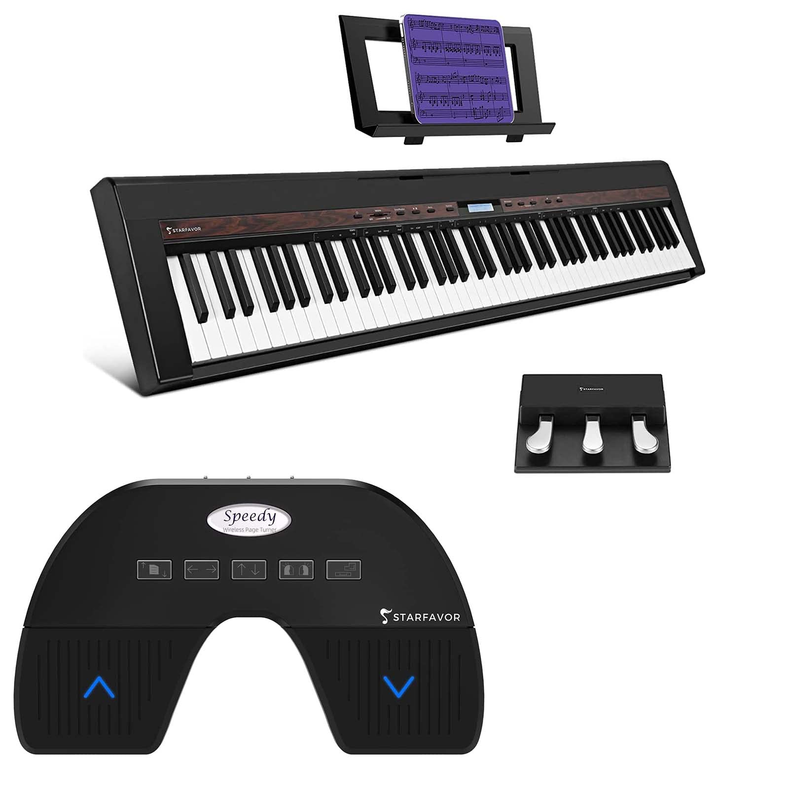 Starfavor Digital Piano 88 Keys Weighted Keyboard Piano & Starfavor Speedy Page Turner Pedal for IPad