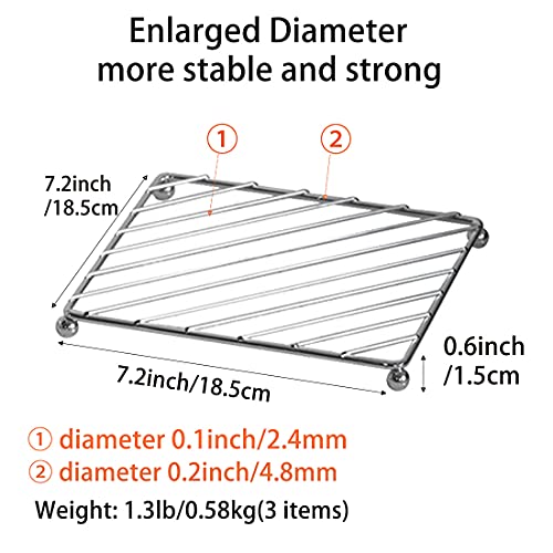 Stainless Steel Trivets for Hot Pots and Pans, VIDAYA Luxury Metal Pot Holders -Multi-Use Great Heat Resistant Hot Pads for Kitchen Counter, Upgrade Enlarged Diameter Hot Plate Holder (3 Pack)