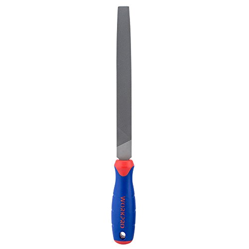 WORKPRO W051002 10 In. Flat File – Durable Steel File to Sharpen Tools and Deburr, Comfortable Anti-Slip Grip, Double Cut – Deburr Tool and Tool Sharpener for Professionals and DIY (Single Pack)