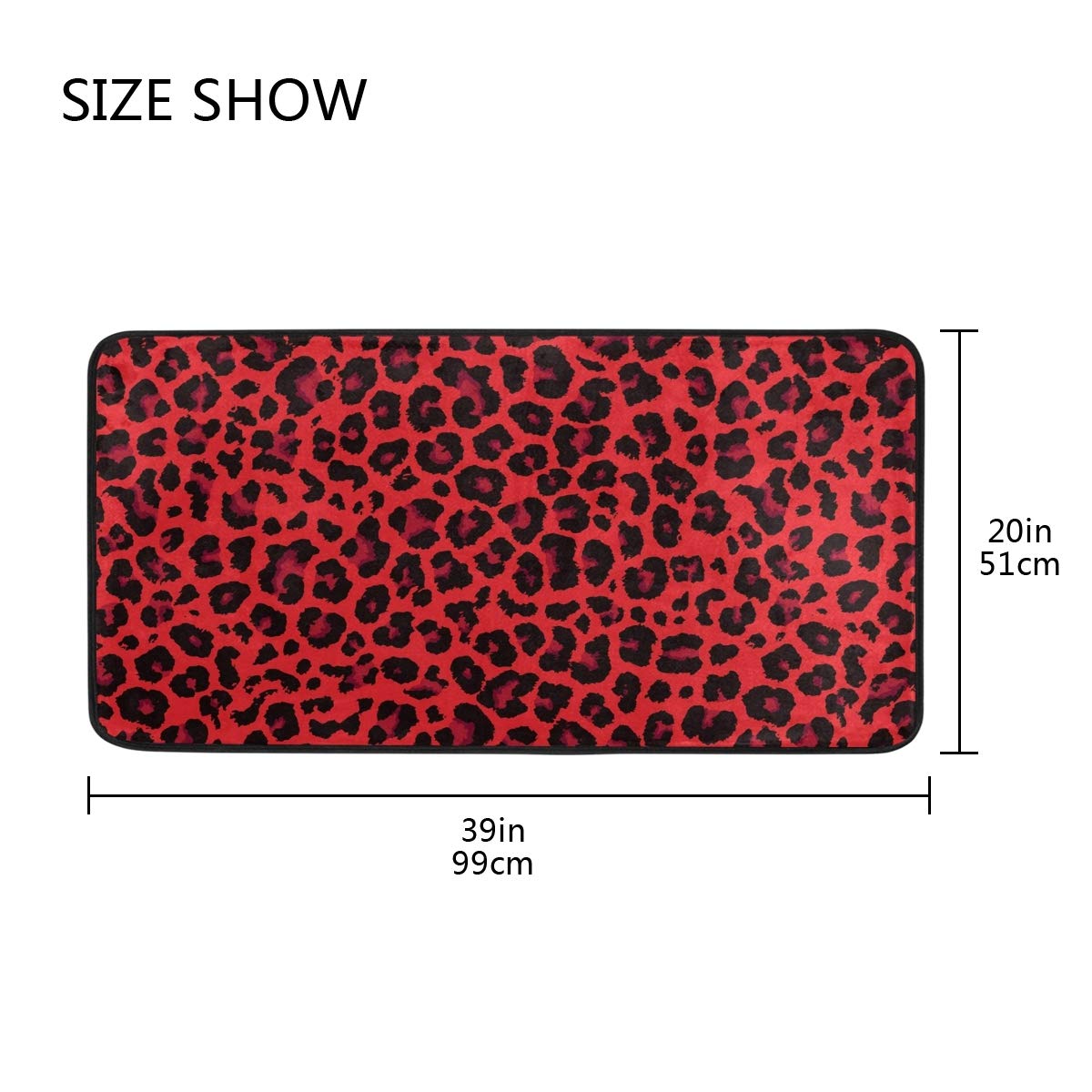 Red Leopard Print Cheetah Kitchen Mat Rugs Cushioned Chef Soft Non-Slip Floor Mats Washable Doormat Bathroom Runner Area Rug Carpet,39" X 20"
