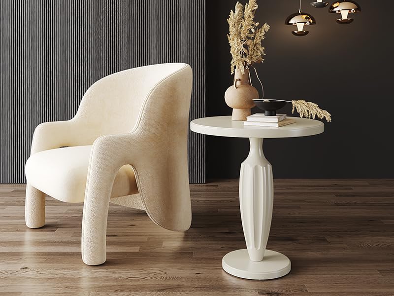 Tribesigns Modern Pedestal Side Table, Small Round Off-White End Table, Wood Sofa Side Table, Ivory White Accent Table for Living Room, Every Corner, Small Nightstand for Bedroom