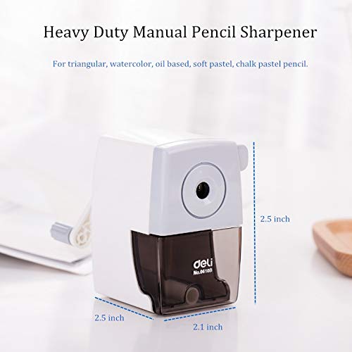Manual Pencil Sharpener, Eesteros Hand Crank Pencil Sharpener Heavy Duty for School Classroom, Office, Home(White)