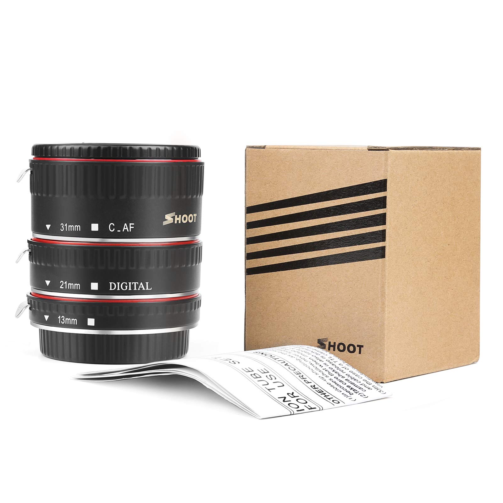 SHOOT AF Auto Focus Macro Extension Tube Set for Canon EOS EF EF-S Lens DSLR Cameras 1100D 700D 650D 600D 550D 500D 450D 400D 350D 300D 100D 70D Close-up(13mm 21mm 31mm)