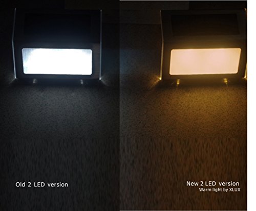 XLUX Solar Lights for Steps Decks Pathway Yard Stairs Fences, LED lamp, Outdoor Waterproof, Warm Light, 6 Pack
