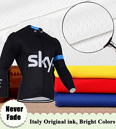 Men's Cycling Long Sleeve Jersey Set with Padded Long Bib Pants Bicycle Tights Clothing