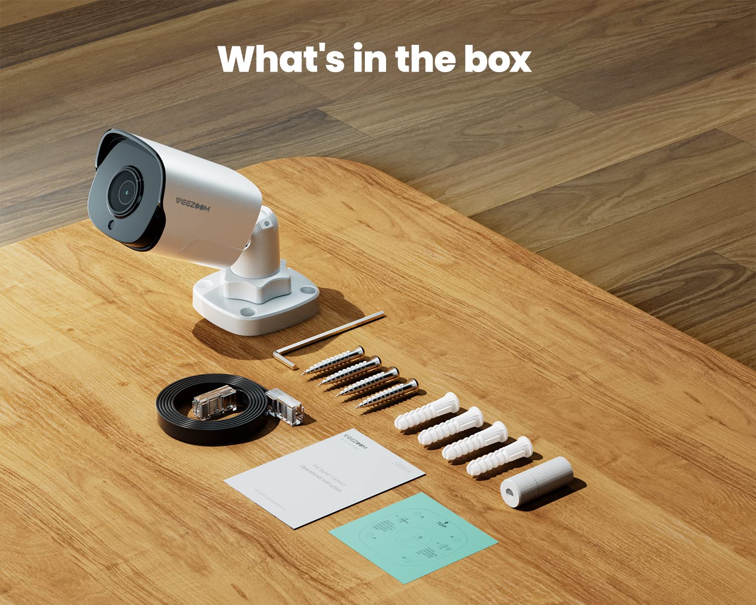 Veezoom PoE Camera - 4K IP Camera for Home Security, Outdoor Surveillance Cameras with Human/Vehicle/Detection, 100ft Night Vision, 2.8mm Lens, IP66 Weatherproof, MicroSD Recording (Not Included)
