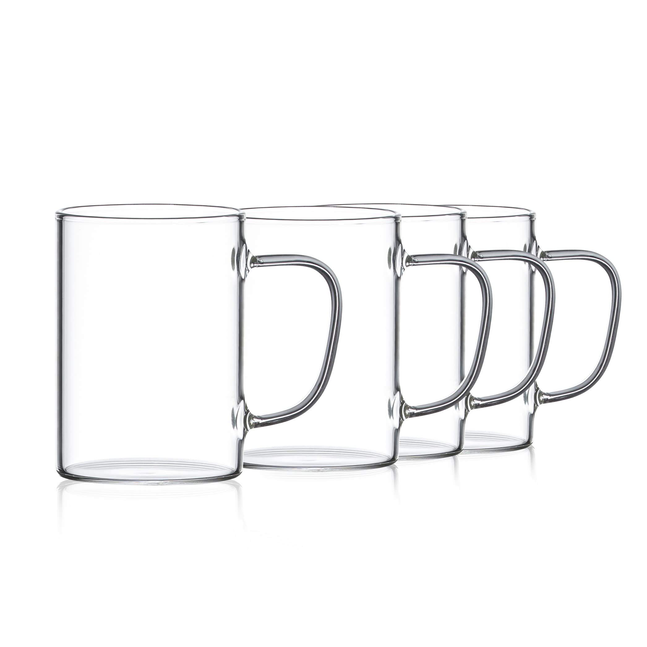 Red Rocks Espresso Cups β Set of 4 Espresso Glass Cups with Handles β 4oz Clear Coffee Cups β Clear Glass Coffee Mugs for Hot Beverages, Espresso, Tea β Lead-Free Borosilicate Glass Cups Set