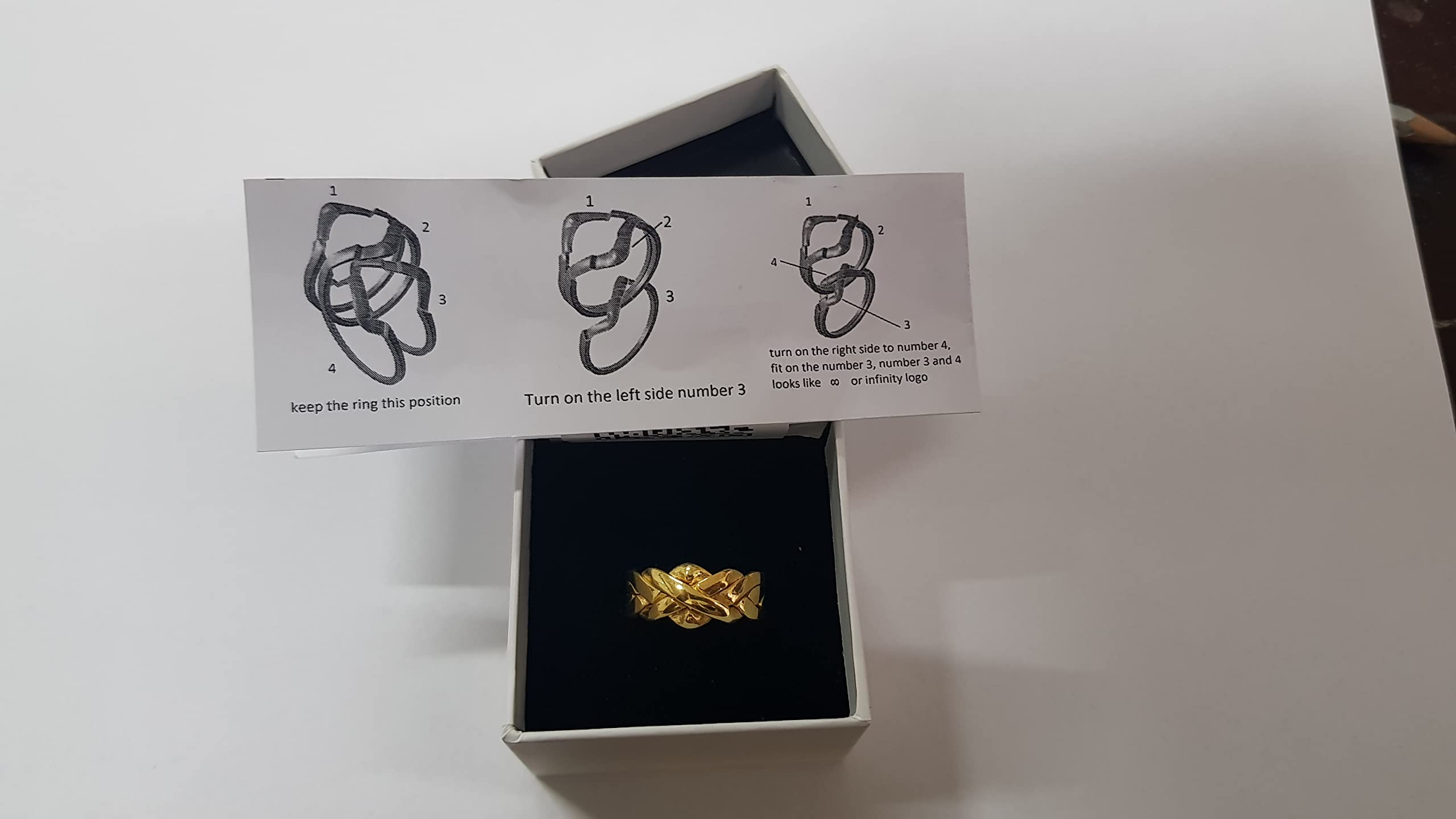 OFLIUM 4 band Classical Turkish Puzzle Ring 14K Real Yellow Gold Plated Braided Interlocking Knott unique gift for him, for her, girlfriend, mom, dad PRN (5)