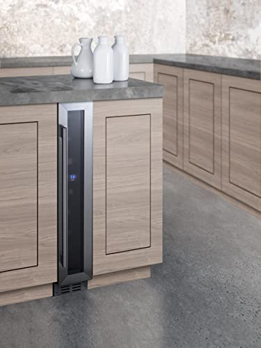 Summit Appliance SWC007 Commercial 6" Wide ADA Compliant Built-in Undercounter Wine Cellar with 7 Bbottle Capacity, Glass Door, Black Cabinet, Auto Defrost, Digital Thermostat and LED Lighting