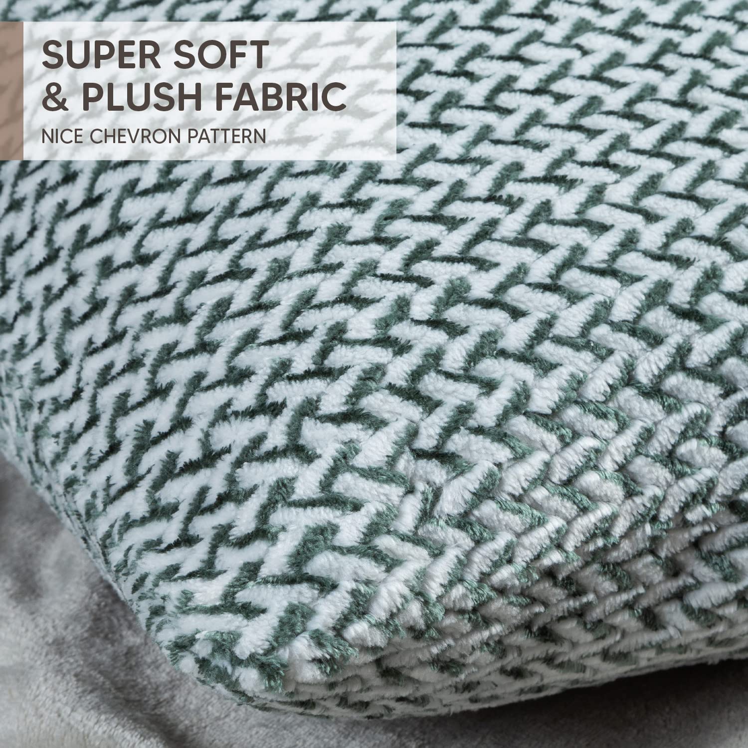 PAULEON Throw Pillow Covers 20x20 β Emerald Green and White, Set of 2 β Fluffy Fiber - Decorative Cushion Cases β Perfect for Couch, Sofa, Bed, Accent Pillows