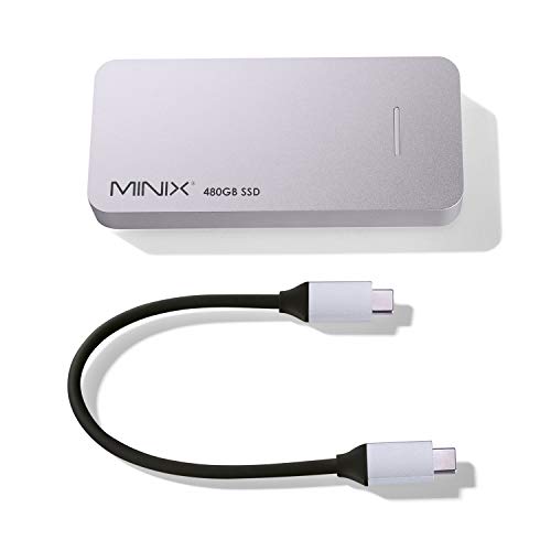 MINIX 480GB USB-C Multiport High-Speed SSD Storage Hub-Gigabit Ethernet,4K HDMI (60Hz), USB-C Pass-Through, USB 3.0-Compatible with macOS, iPadOS and Windows 10 OS. (NEO SG4, Space Gray)