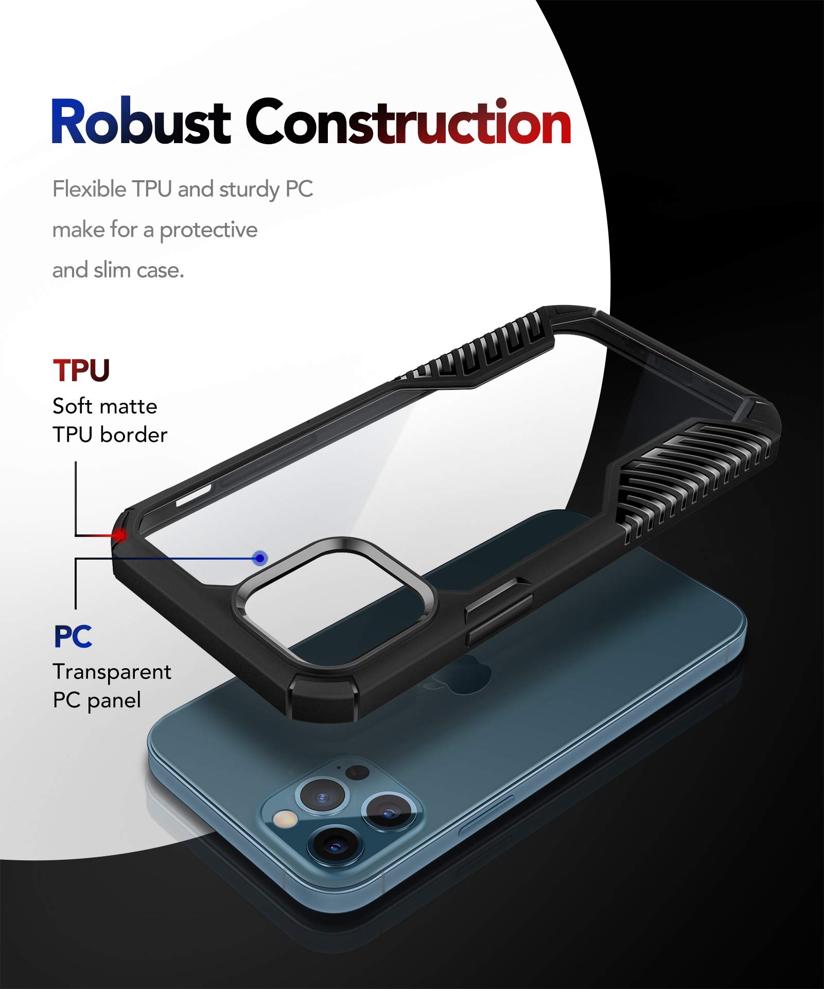 MOBOSI Vanguard Armor Compatible with iPhone 12 Pro Max Case,Rugged Cell Phone Cases,Heavy Duty Military Grade Shockproof Drop Protection Cover 6.7 inch 2020 (Matte Black)