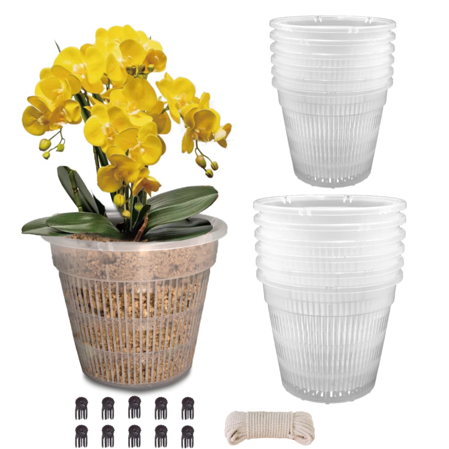 Tialero Orchid Pot, 12 Pack Orchid Pots with Holes, 5.5in and 4.5in Clear Orchid Pots for Repotting, Breathable Slotted Orchids Planter, Plastic Flower Plant Pot Indoor