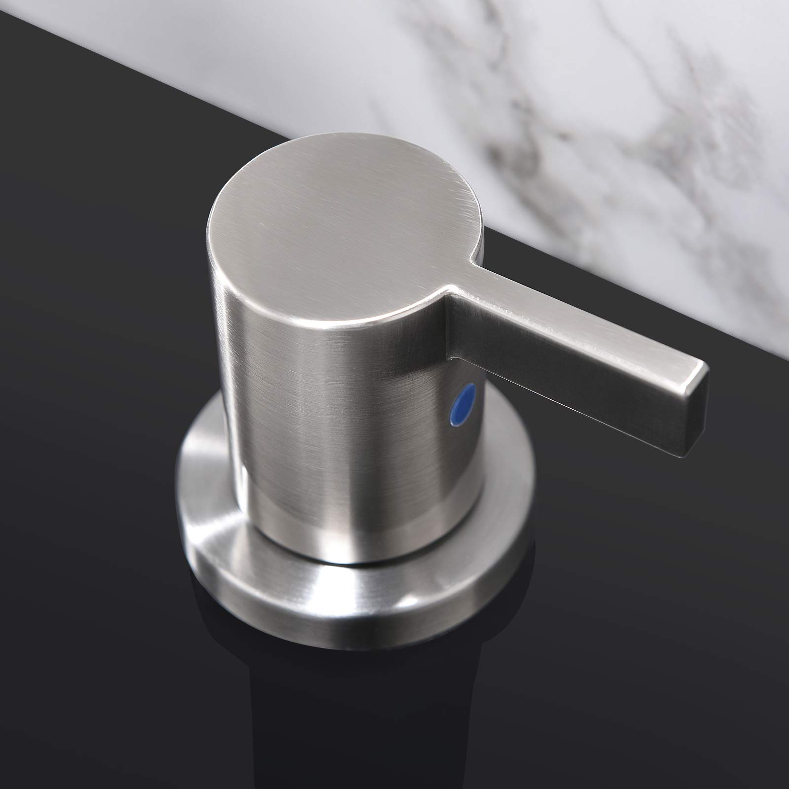 Phiestina 2 Handle 3 Hole 8 Inch Widespread Bathroom Faucet with Metal Pop-Up Drain, Brushed Nickel, WF015-1-BN