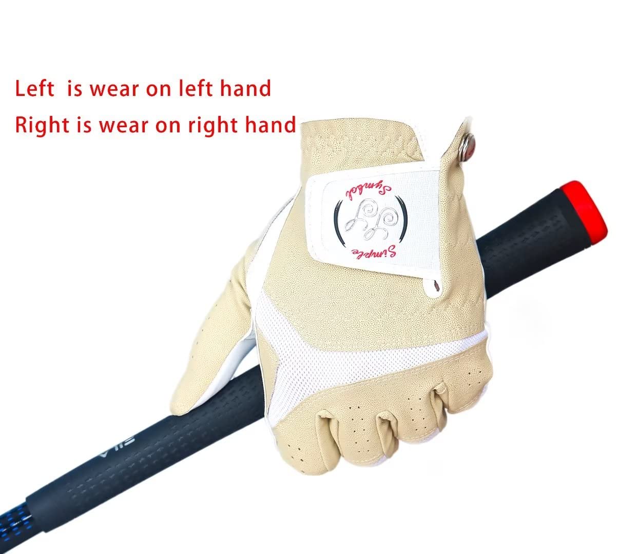 SIMPLE SYMBOL Men's Golf Glove Premium Synthetic Leather,Stable Grip,Two Pack(Left is Wear on Left Hand,Right is Wear on Right Hand) Four Colors to Choose from White/Sky/Beige/Red(Red,XL,Right)