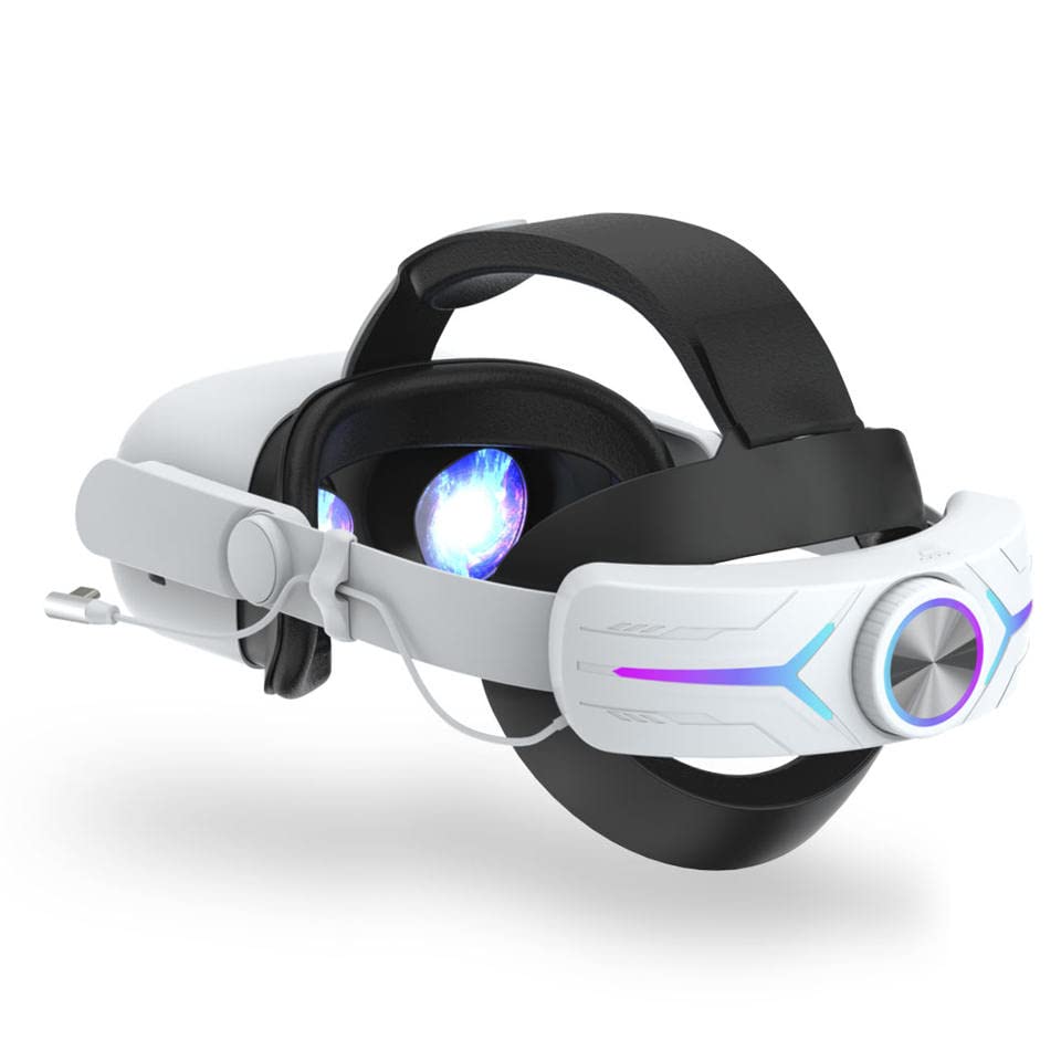 Surge VR Head Strap with Battery Pack, Compatible with Meta Quest Pro, Quest 2, and Quest, Lightweight and Portable, Extends Playtime for 8 Hours (White)