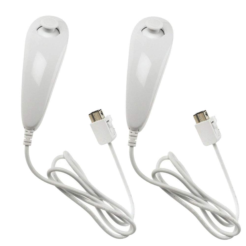 MOLICUI Wii Nunchuck Controllers, Replacement Nunchuck Remote Gamepad Controller For Nintend Wii and Wii U,2 Pack,White