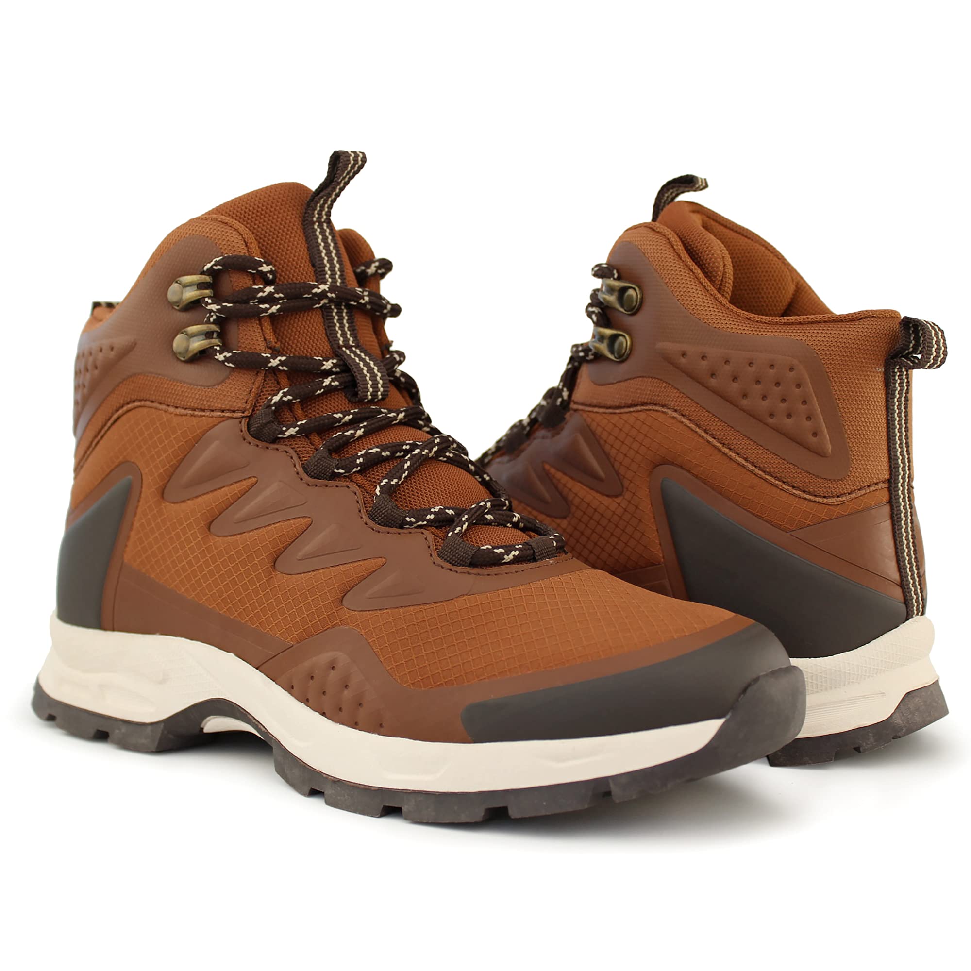 OUTVENTURE Women's Mid Lightweight Outdoor Hiking Boots,Brown PU,9 M US