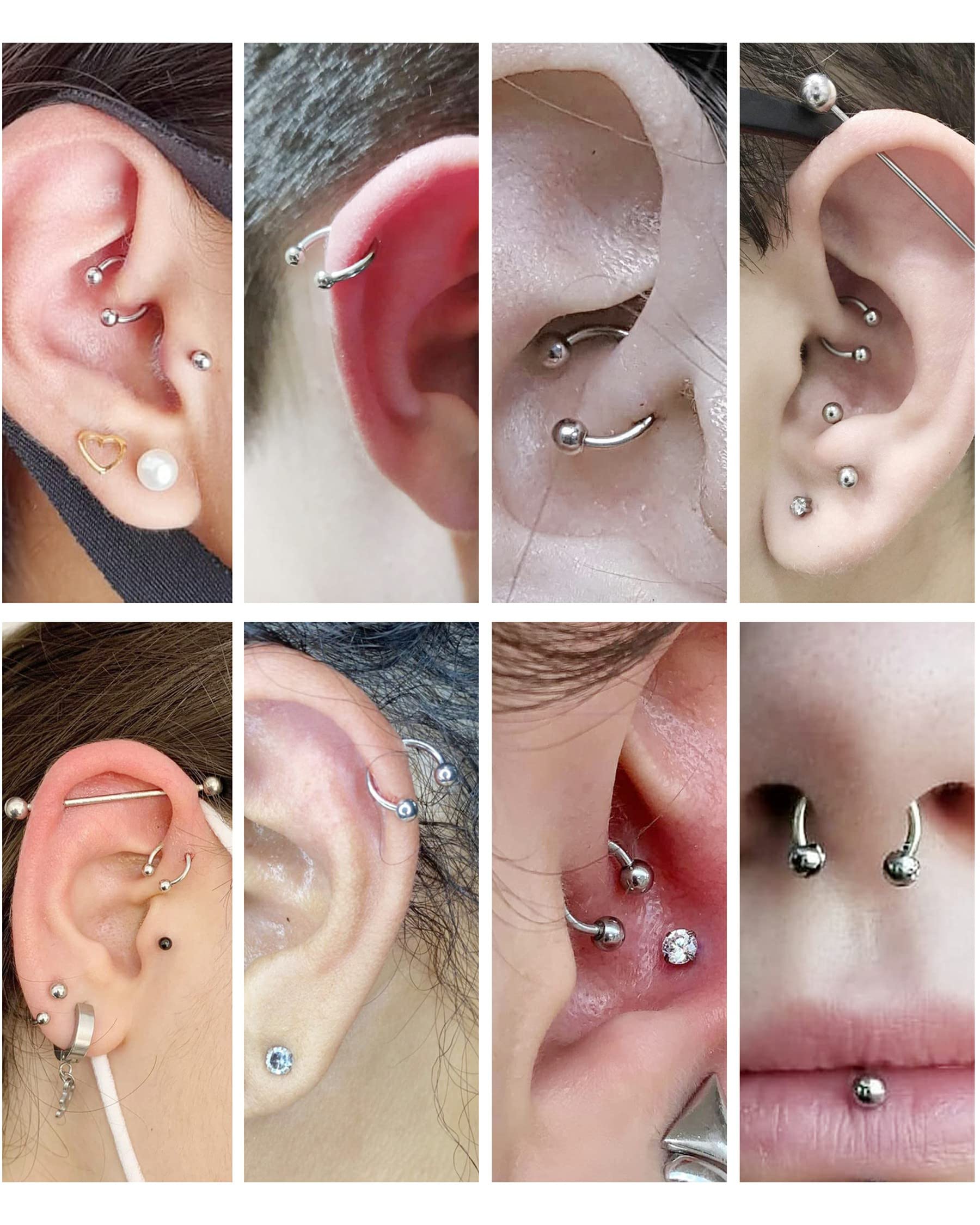 OUFER 16G Septum Rings, G23 Solid Titanium Septum Jewelry, 2PCS Basic Barbell Cartilage Earrings, Helix Daith Conch Piercing Jewelry For Women And Men-12MM