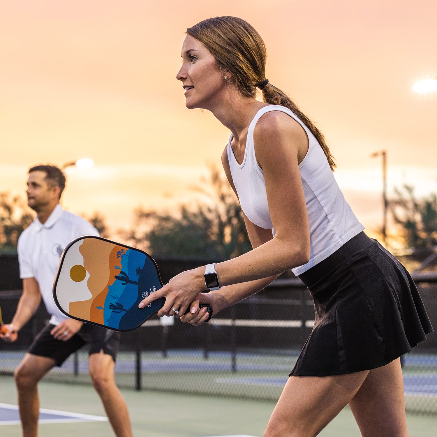 OutWest Sport Pickleball Paddle - Sunset | Graphite Carbon Face | Polypropelene Honeycomb Core | Cover Included | Out West Sport