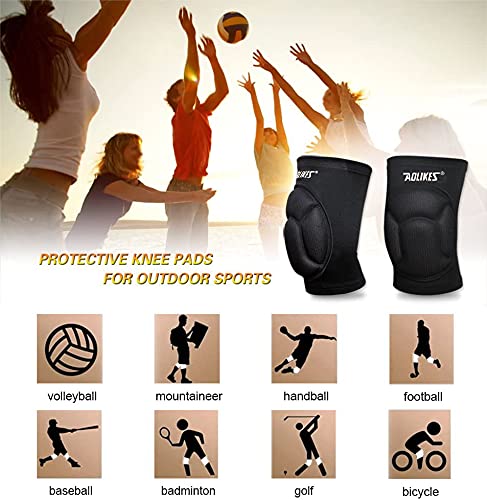 MAIBU Protective Volleyball Knee Pads Thick Sponge Anti-Collision Kneepads Protector Non-Slip Wrestling Dance Knee Pads Support Sleeve for Outdoor Sport(1 Pair,Black)
