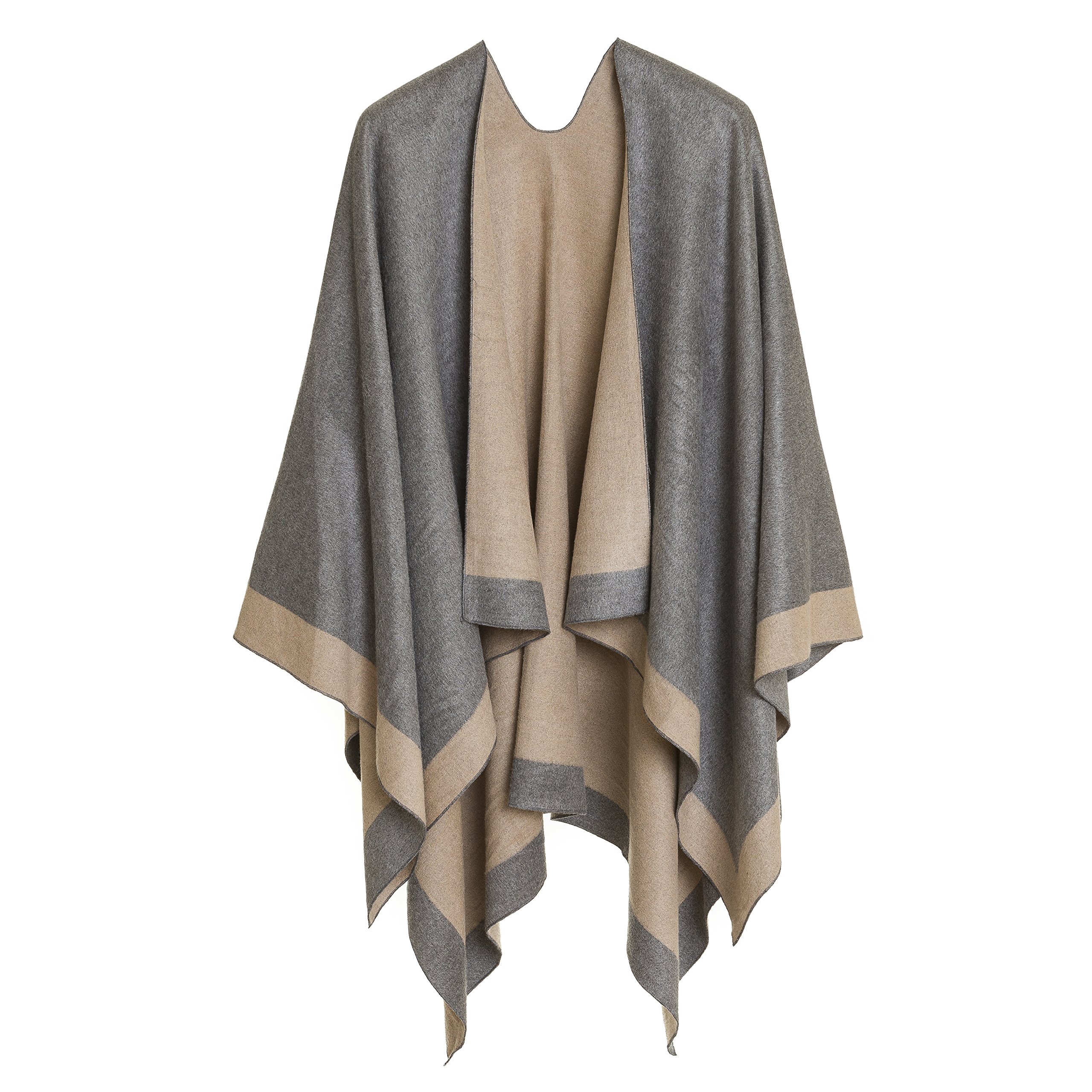 MELIFLUOS DESIGNED IN SPAIN Women's Shawl Wrap Poncho for Cape Ruana for Travel Plane Blanket, Reversible Open Front Design (PC01-4L)