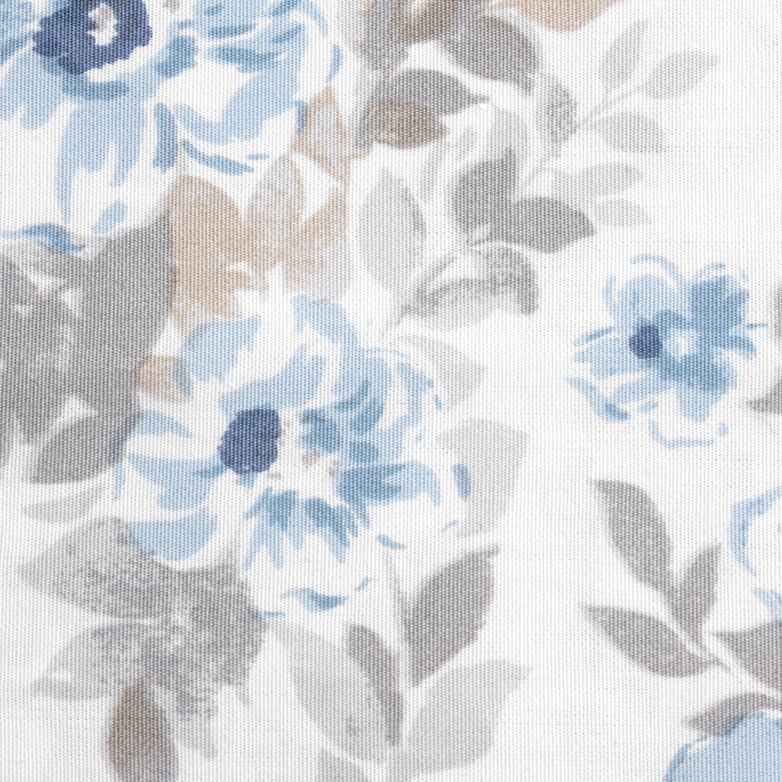 MARTHA STEWART Lynn Floral Full Size Sheet Set - 4 Piece, 100% Cotton, 300 Thread-Count, Wrinkle Resist, Soft, Deep Pocket, 1 Flat, 1 Fitted, 2 Pillowcases, Blue