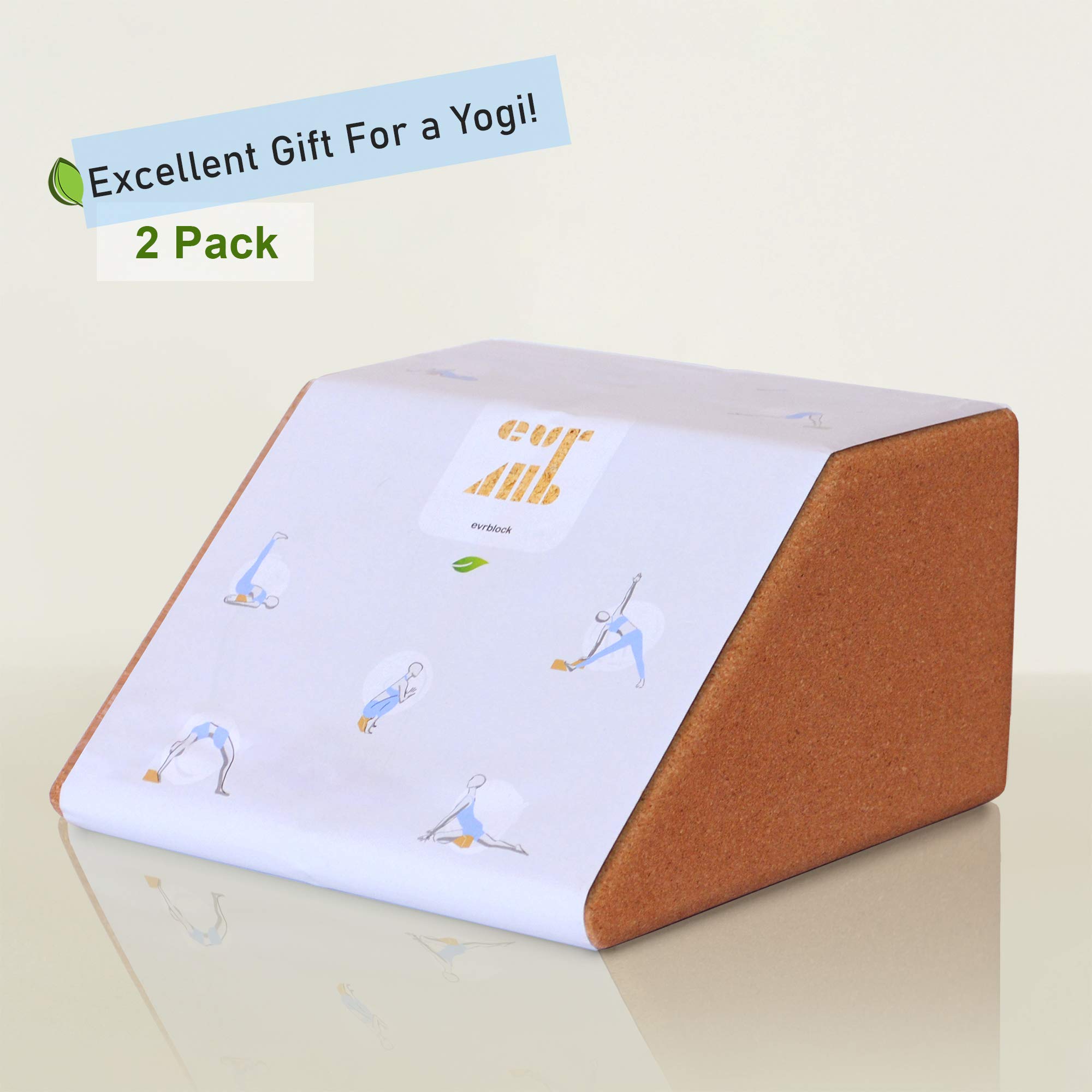 Multifunctional Cork Yoga Blocks 2 Pack - Trapezoid Yoga Block Set, Regular+ Handstand Blocks + Wrist Support Wedge + Calf Stretch Wedge, Firm Stretching Exercise Accessories