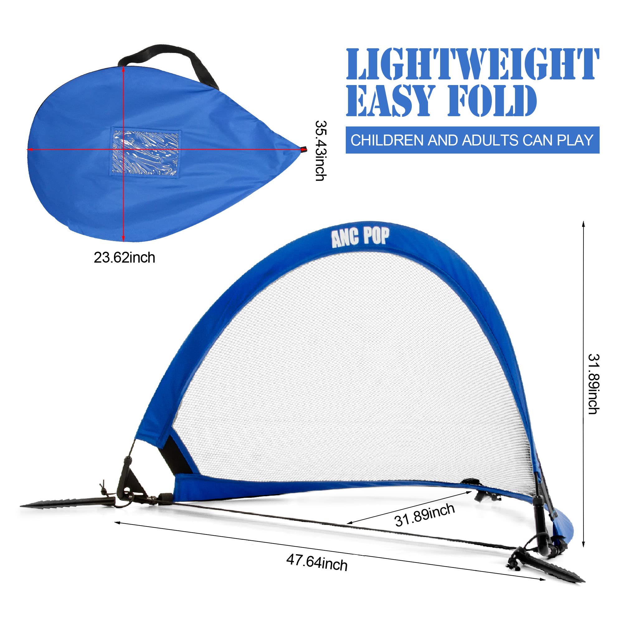 Portable Pop Up Soccer Goal Net Set for Kids or Adaults Trainning and Backyard Playing with Carrying Case, Training Cones and Target