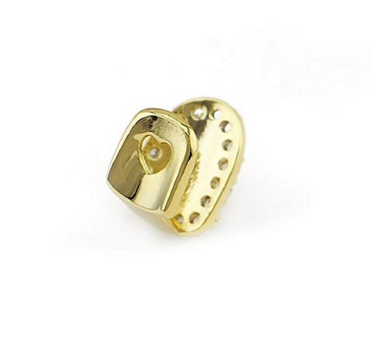 mainlead 14k Gold Pave Full CZ Single Teeth Top Cap Grills Ice Border