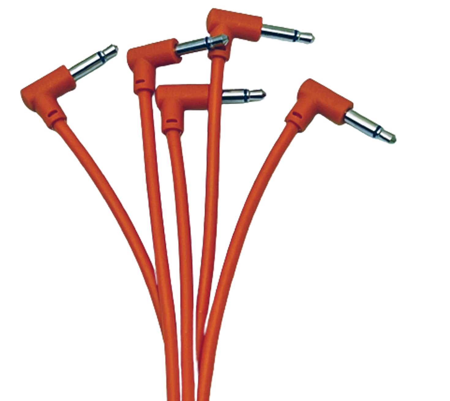 Starving Students Music Supplies Luigis Modular M-PAR Right Angled Eurorack Patch Cables - Package of 5 Orange Cables, 12" (30 cm)