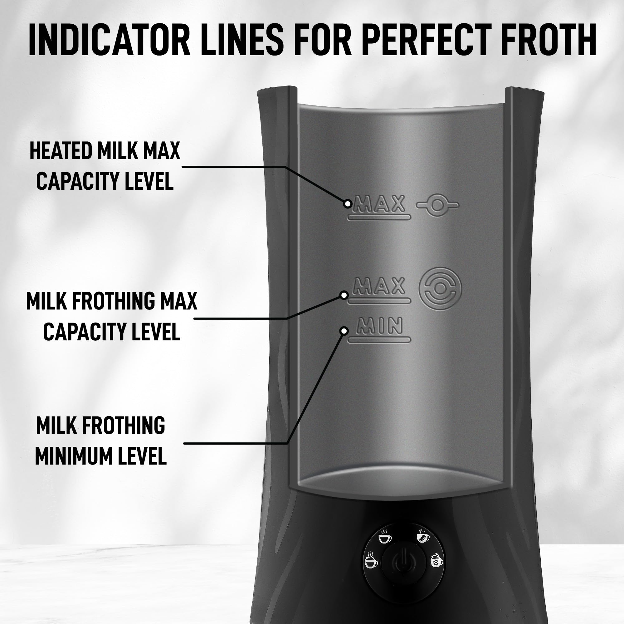Zulay 4-in-1 Milk Frother and Steamer - Automatic Hot and Cold Foam Maker with Auto Shut Off & Temperature Control for Coffee, Latte, Cappuccino, Hot Chocolate - Black