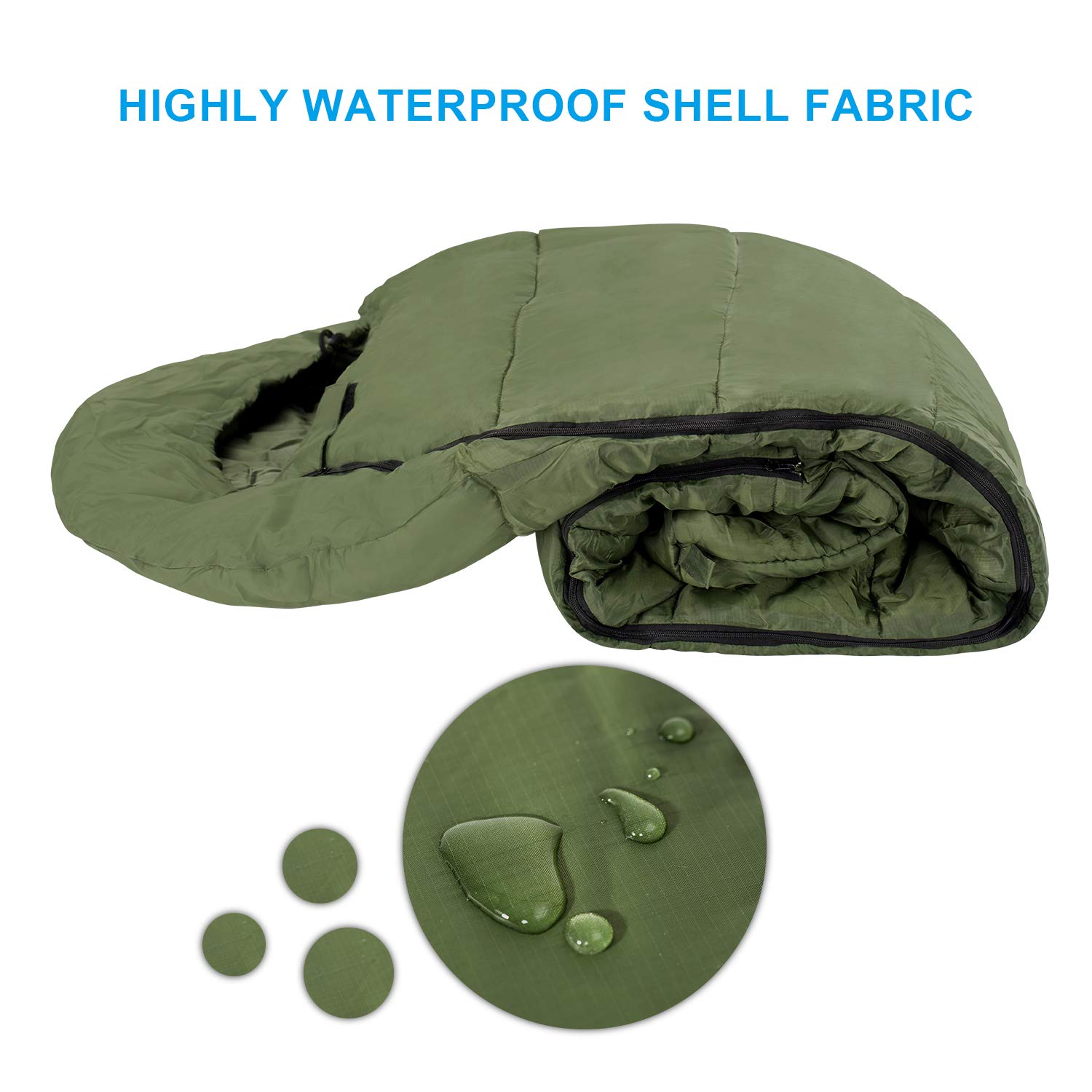 Mummy Sleeping Bag with Composite Fiber Heating Plate, Compression Sack for 3-4 Season Lightweight, Water Resistant & Warm for Camping, Hiking, Traveling and Outdoors(Power Bank NOT Included)