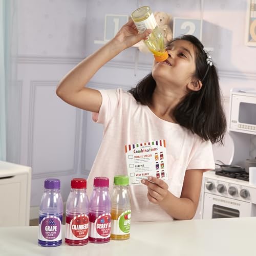 Melissa & Doug Tip & Sip Toy Juice Bottles and Activity Card (6 Pcs) - Pretend Play Food Set, Play Kitchen Food For Ages 3+