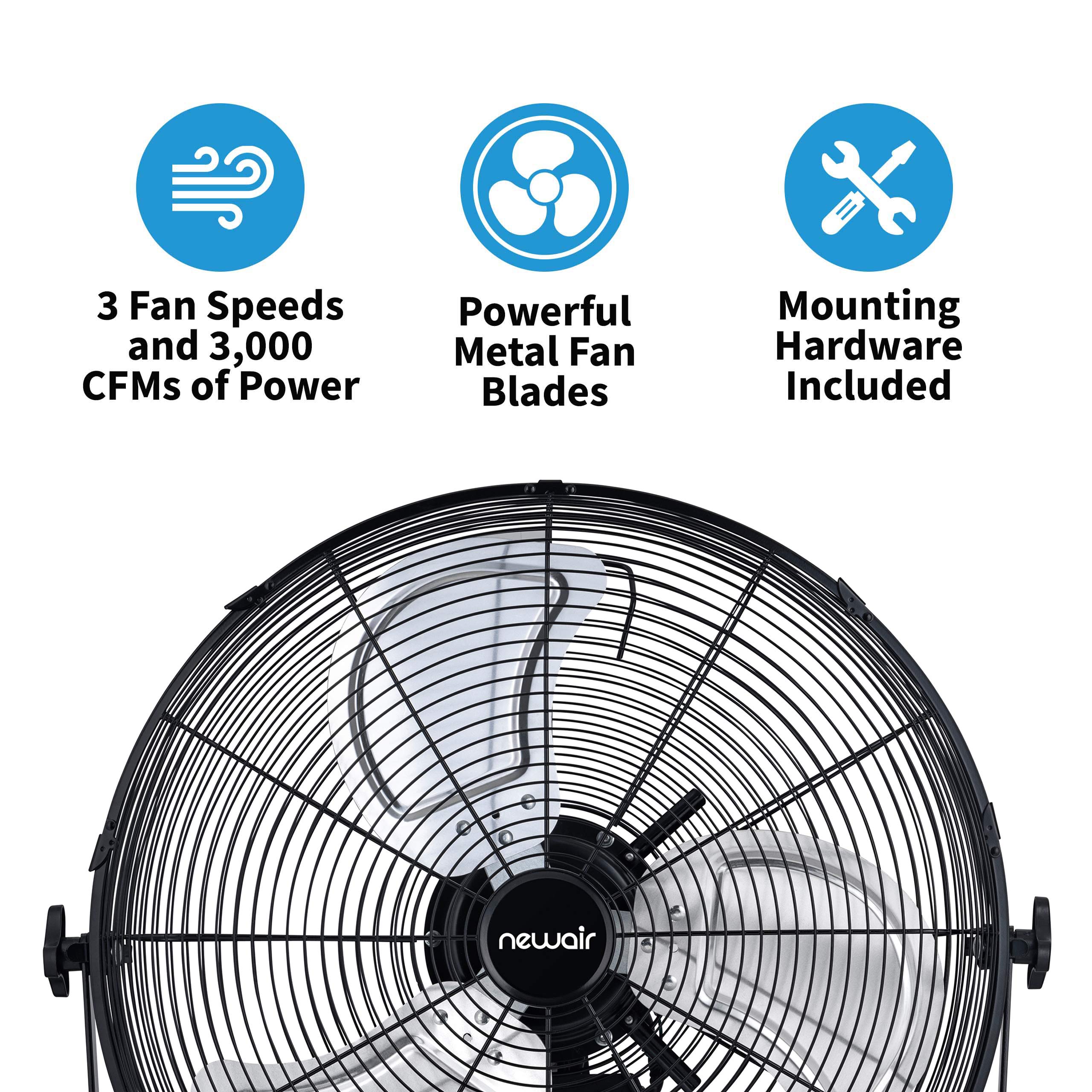 NewAir 18” Outdoor High Velocity Wall Mounted Fan with 3 Fan Speeds and Adjustable Tilt Head, NIF18WBK01